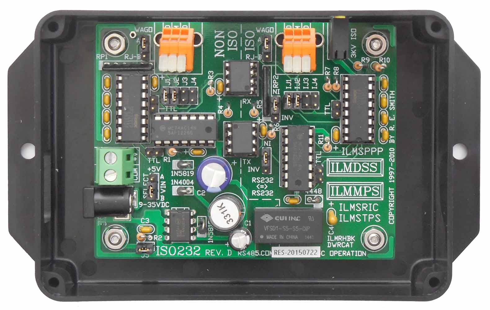 ISO232 : Opto/Xformer Isolated Async RS232 RS232 converter with RJ11/12 ...